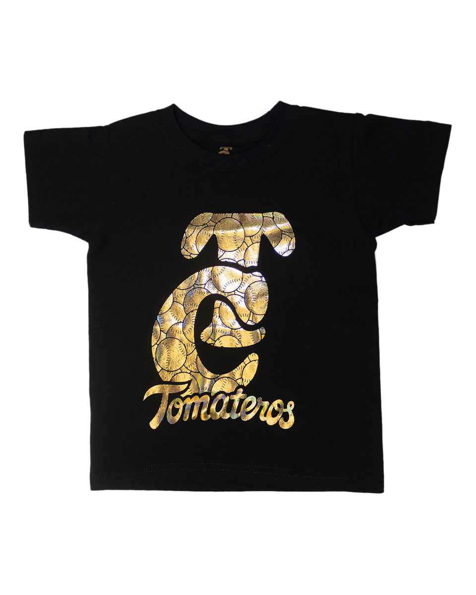 Playera Negra TC TOM Gold 24 Niño – BeisShop Tomateros